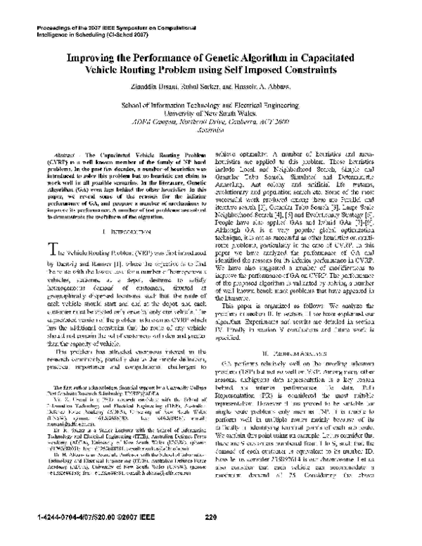 (PDF) Improving the Performance of Genetic Algorithm in Capacitated Vehicle Routing Problem ...