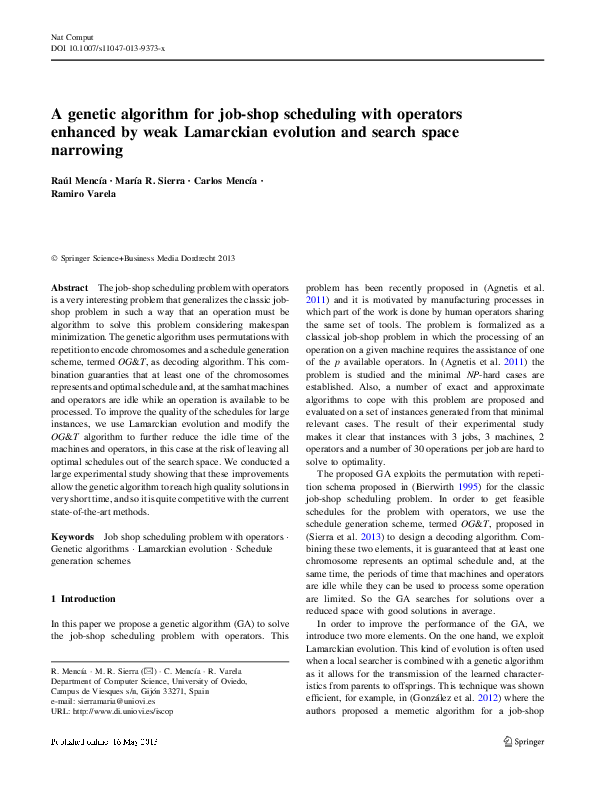 (PDF) Genetic algorithm for job-shop scheduling with machine ...