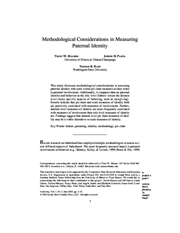 (PDF) Methodological Considerations in Measuring Paternal Identity