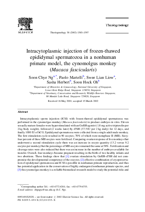 (PDF) Intracytoplasmic injection of frozen-thawed epididymal ...