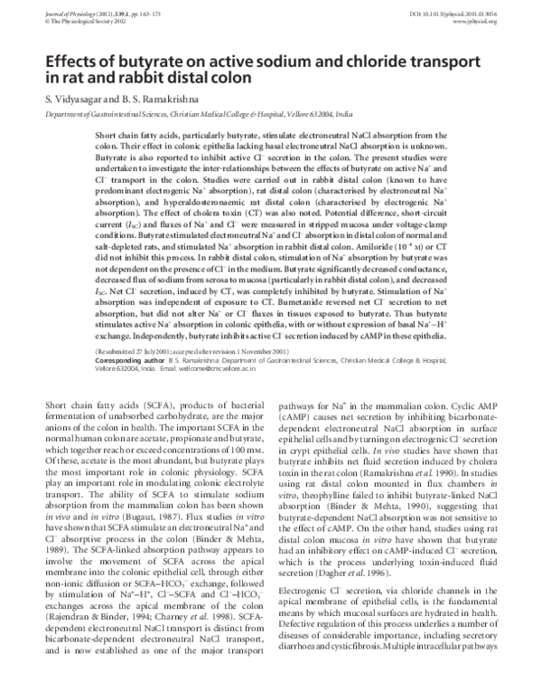 (PDF) Effects of butyrate on active sodium and chloride transport in ...