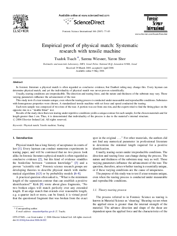 (PDF) Empirical proof of physical match: Systematic research with ...