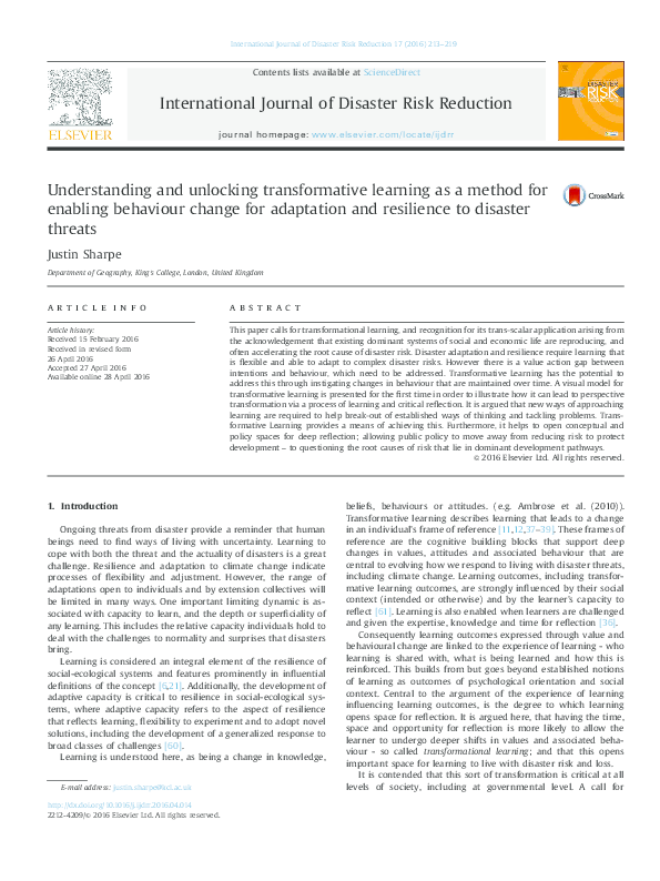 (PDF) Understanding and unlocking transformative learning as a method ...