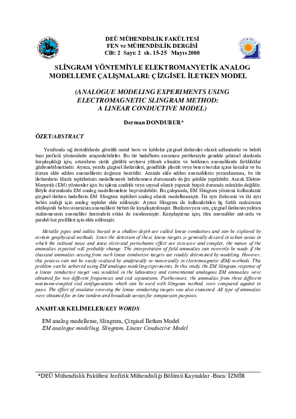 (PDF) Slingram Yöntemiyle Elektromanyetik Analog Modelleme Çalişmalari ...