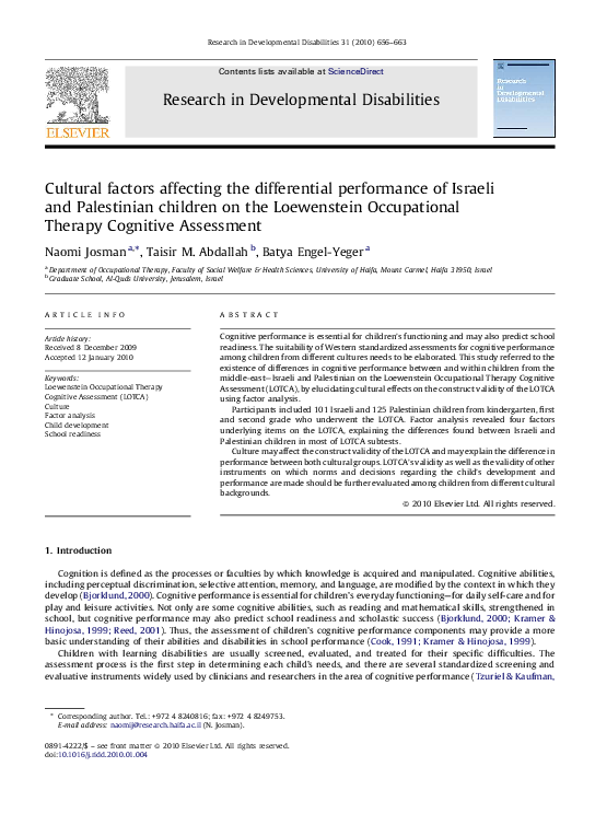 (PDF) Cultural factors affecting the differential performance of ...