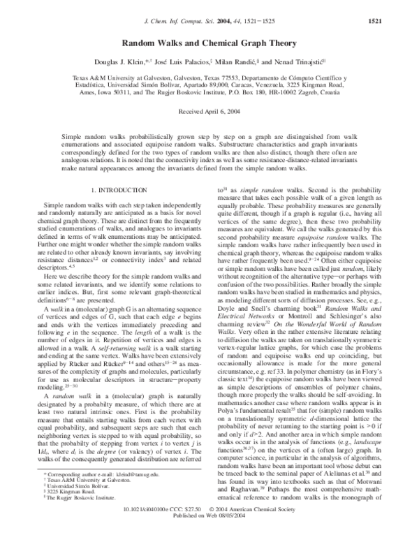 (PDF) Random Walks and Chemical Graph Theory