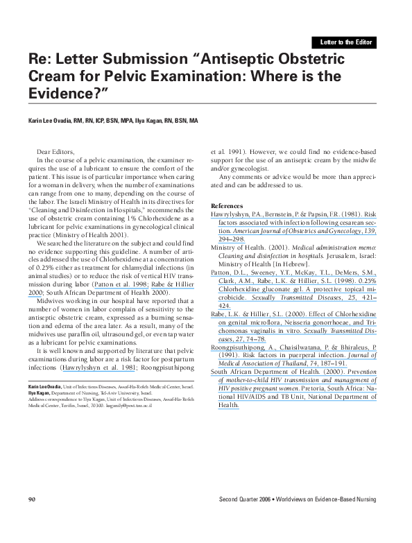 (PDF) Re: Letter Submission "Antiseptic Obstetric Cream for Pelvic ...