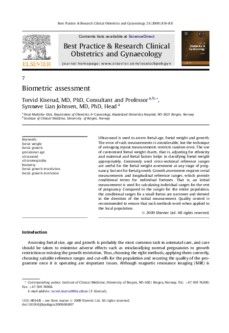 (PDF) Biometric assessment