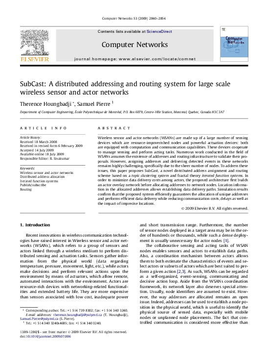 (PDF) SubCast: A distributed addressing and routing system for large ...