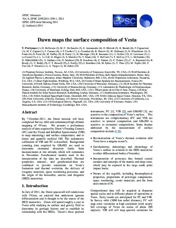 (PDF) Dawn maps the surface composition of Vesta