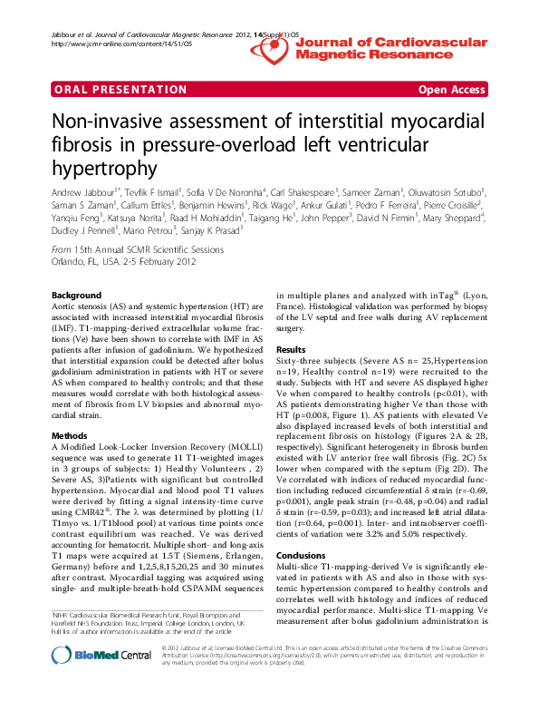 (PDF) Non-invasive Assessment of Interstitial Myocardial Fibrosis in ...