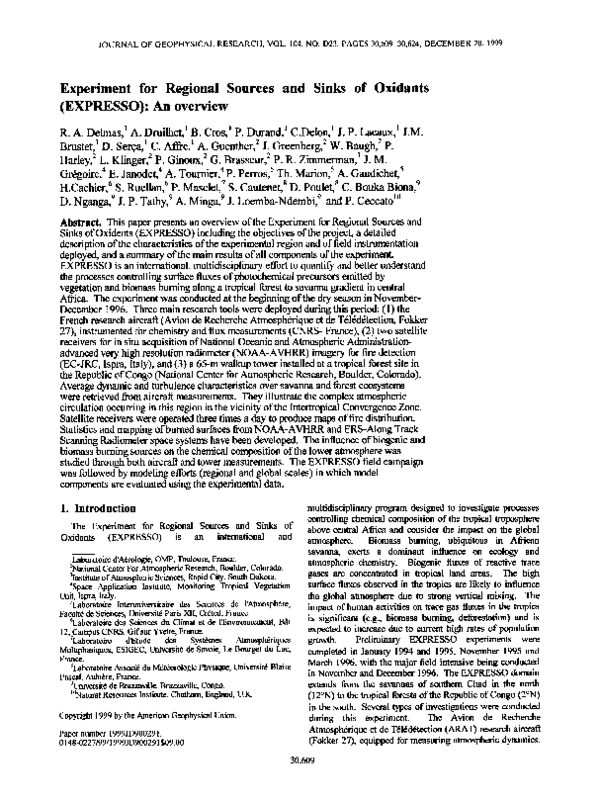 (PDF) Experiment for Regional Sources and Sinks of Oxidants (EXPRESSO ...