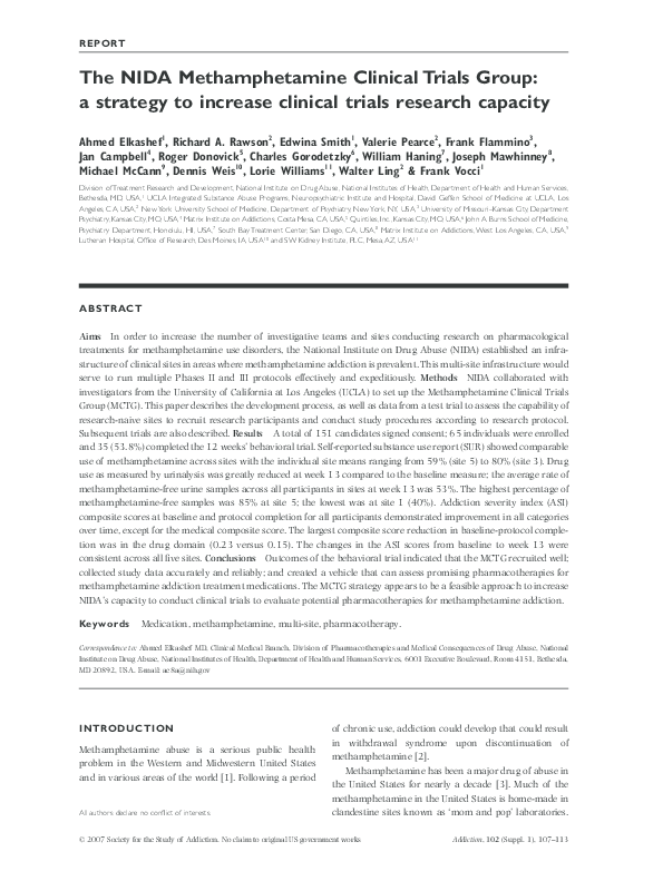 (PDF) The NIDA Methamphetamine Clinical Trials Group: a strategy to ...