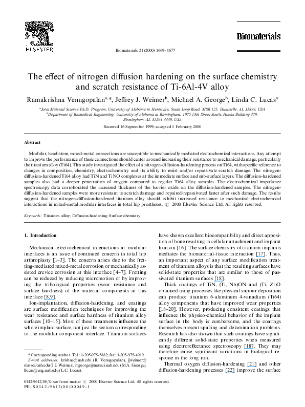 (PDF) The effect of nitrogen diffusion hardening on the surface chemistry and scratch resistance ...