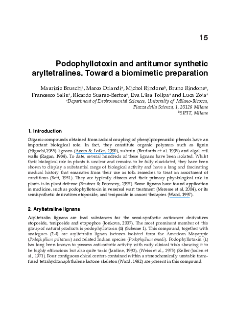(PDF) Podophyllotoxin and Antitumor Synthetic Aryltetralines. Toward a ...