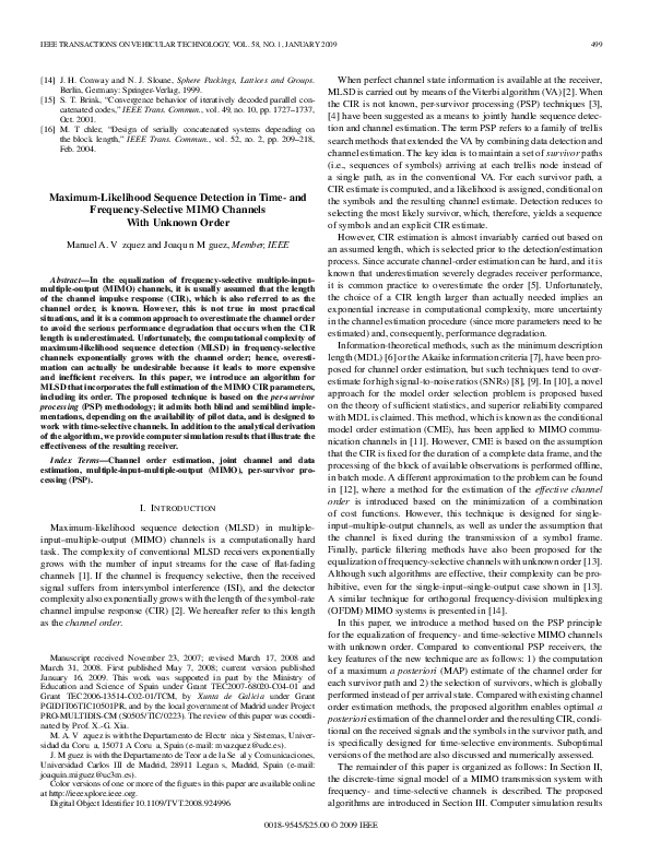 Pdf Maximum Likelihood Sequence Detection In Time And Frequency