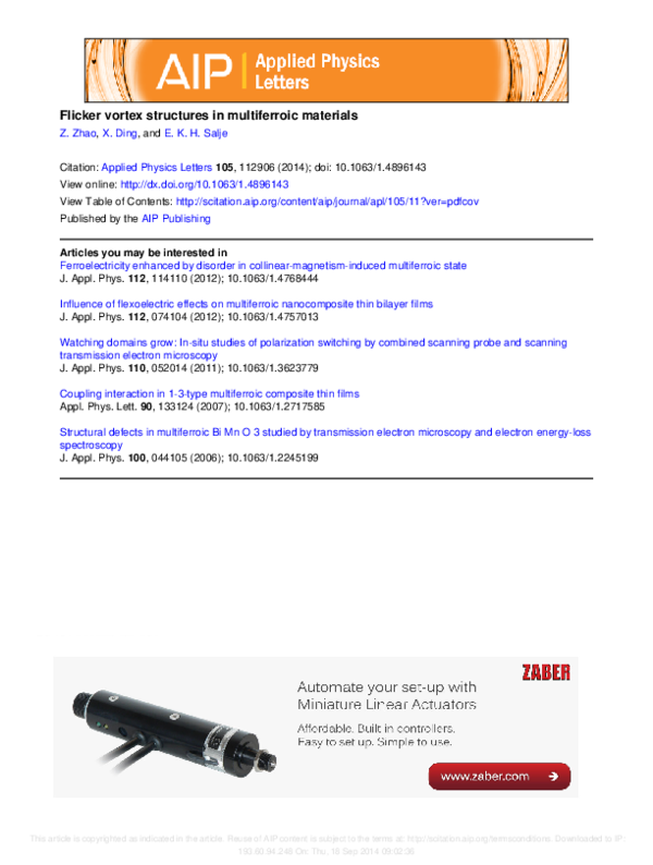 (PDF) Flicker vortex structures in multiferroic materials