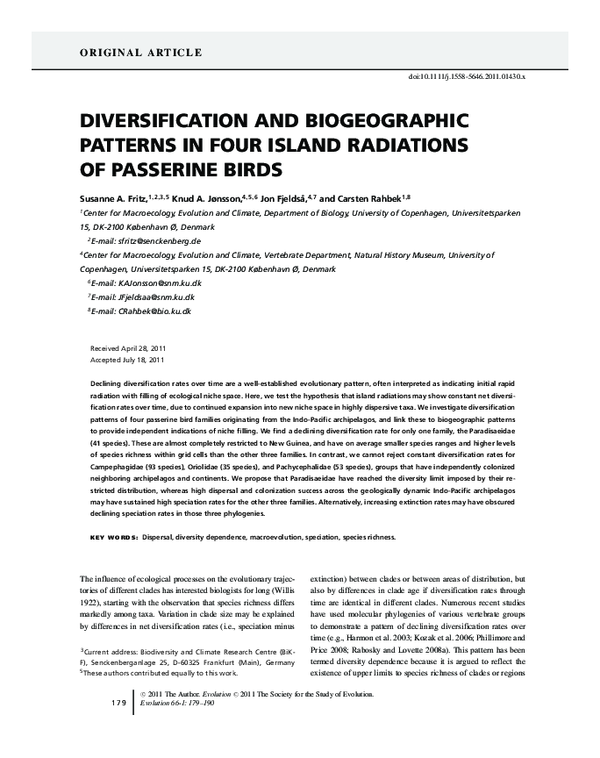 (PDF) DIVERSIFICATION AND BIOGEOGRAPHIC PATTERNS IN FOUR ISLAND ...