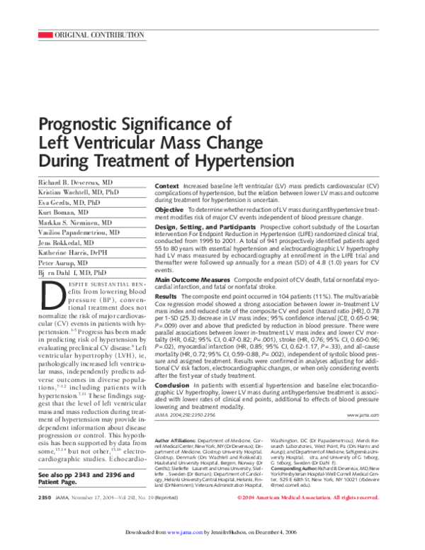 (PDF) Prognostic significance of left ventricular mass change during ...