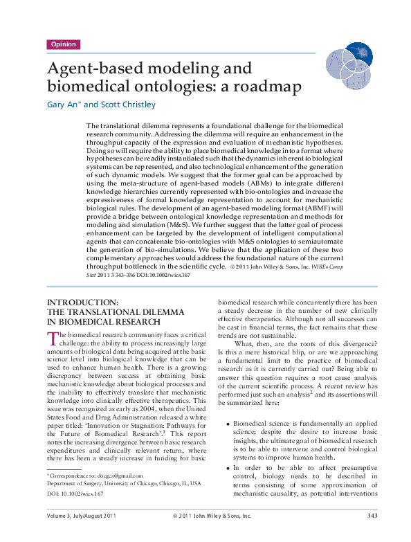 (PDF) Agent-based modeling and biomedical ontologies: a roadmap