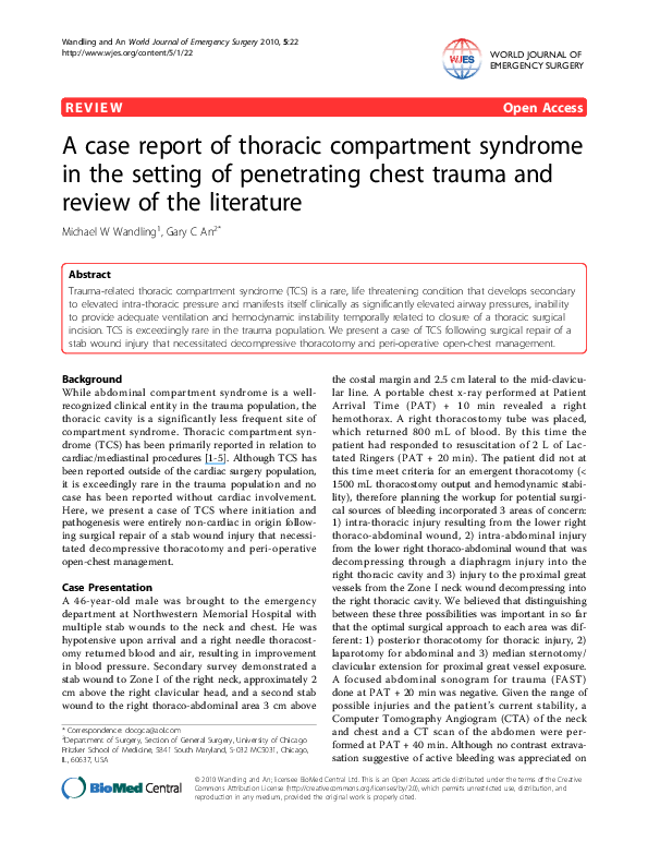 (PDF) A case report of thoracic compartment syndrome in the setting of ...