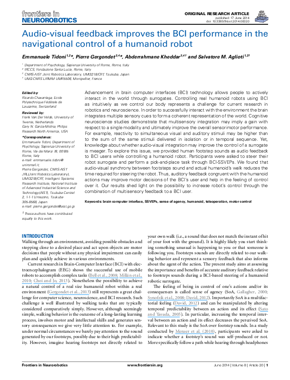 (PDF) Audio-visual feedback improves the BCI performance in the ...