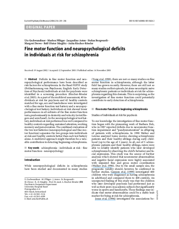 (PDF) Fine motor function and neuropsychological deficits in ...