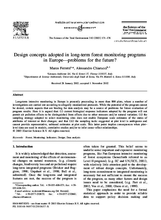 (PDF) Design concepts adopted in long-term forest monitoring programs ...