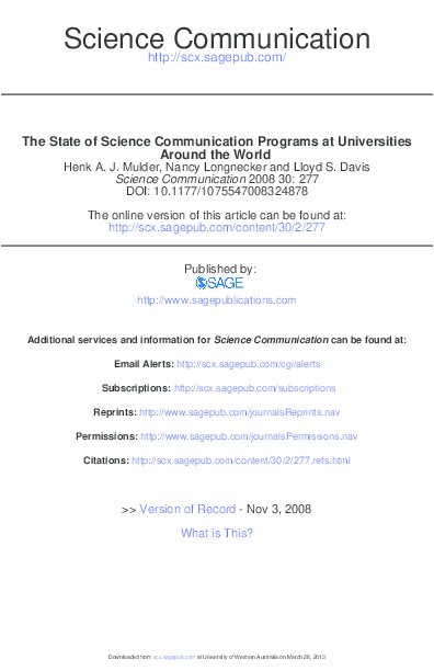 (PDF) The state of science communication programs at universities ...