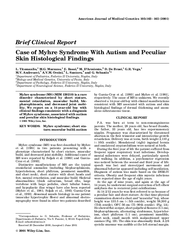 (PDF) Case of Myhre syndrome with autism and peculiar skin histological ...