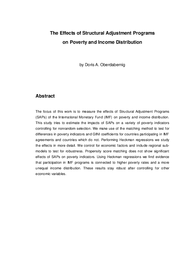 The Effects of Structural Adjustment Programs on Poverty and Income ...