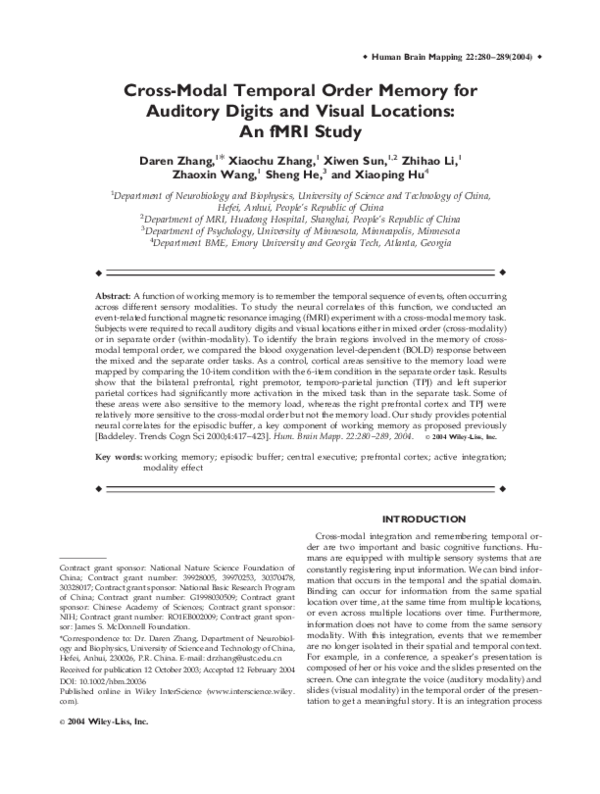 (PDF) Cross-modal temporal order memory for auditory digits and visual ...