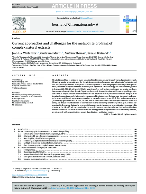 (PDF) Current approaches and challenges for the metabolite profiling of ...