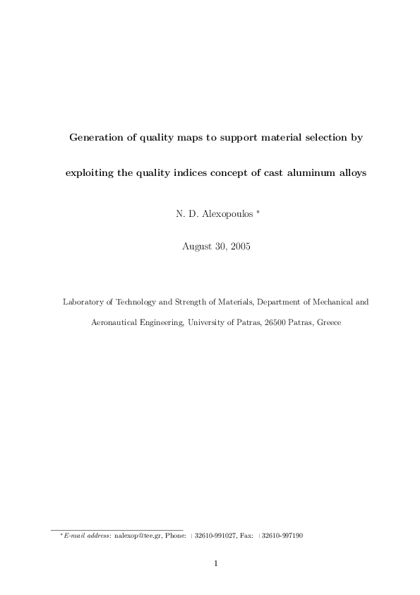 (PDF) Generation of quality maps to support material selection by ...