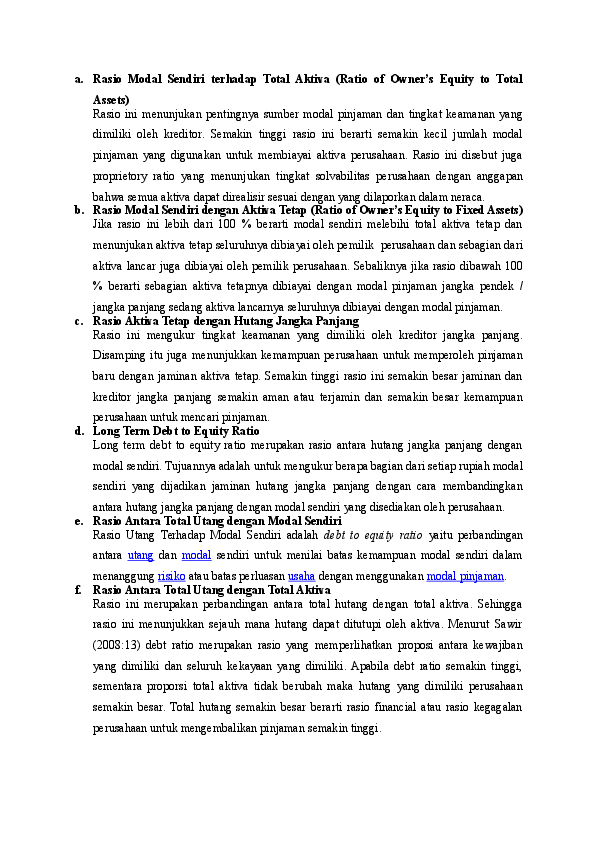 (DOC) Macam-Macam Rasio Modal