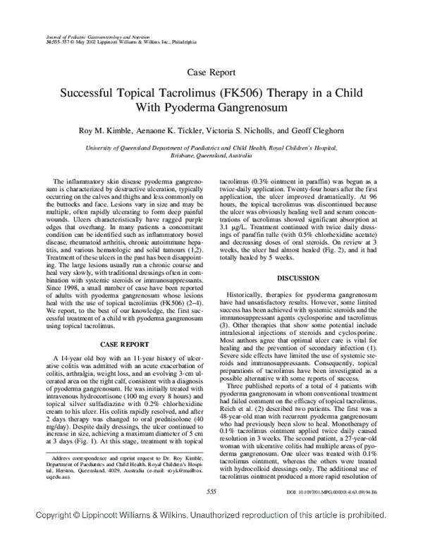 (PDF) Successful Topical Tacrolimus (FK506) Therapy in a Child With ...