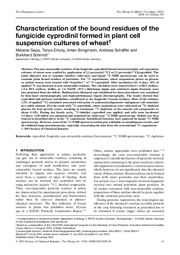 (PDF) Characterization of the bound residues of the fungicide ...