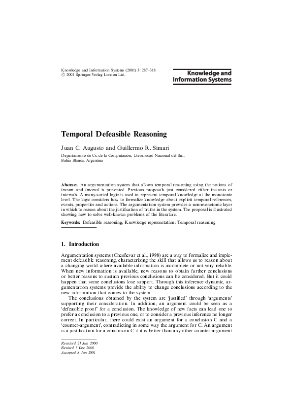 (PDF) Temporal Defeasible Reasoning
