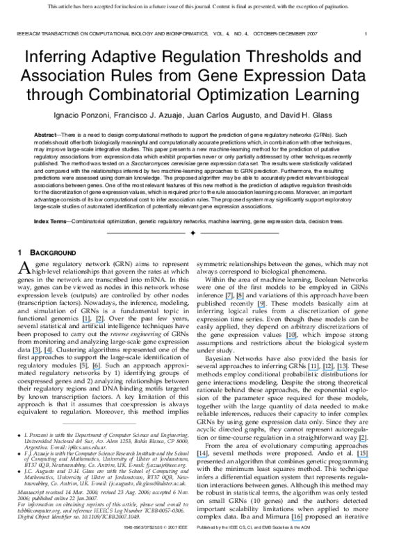 (PDF) Inferring Adaptive Regulation Thresholds and Association Rules from Gene Expression Data ...