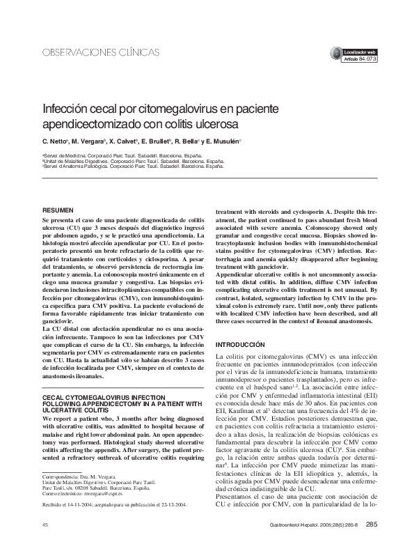 (PDF) Cecal cytomegalovirus infection following appendicectomy in a ...