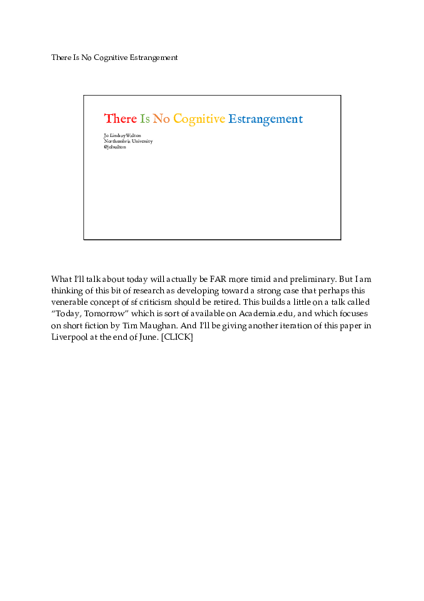 (PDF) There Is No Cognitive Estrangement (Fantasies of Contemporary ...