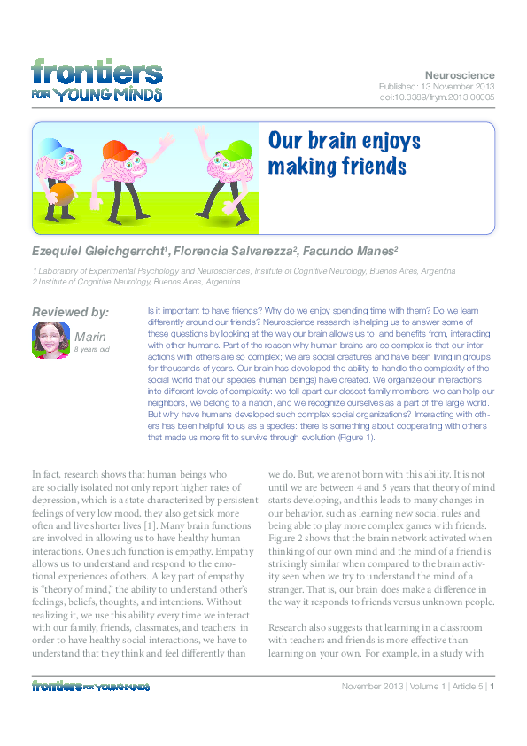(PDF) Our Brain Enjoys Making Friends