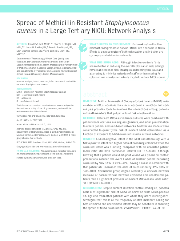 (PDF) Spread of Methicillin‐Resistant Staphylococcus aureus (MRSA) Among Household Contacts of ...