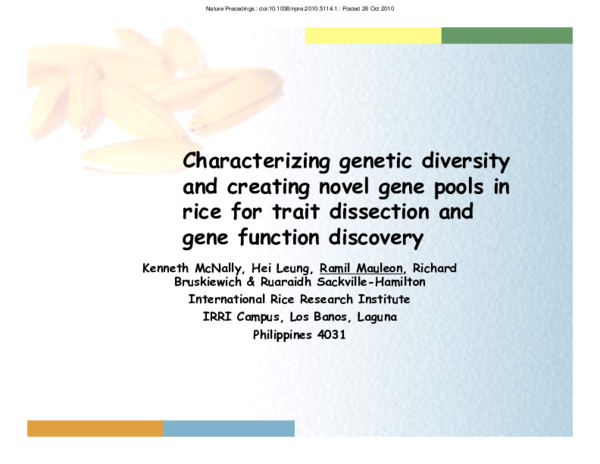 (PDF) Characterizing genetic diversity and creating novel gene pools in ...