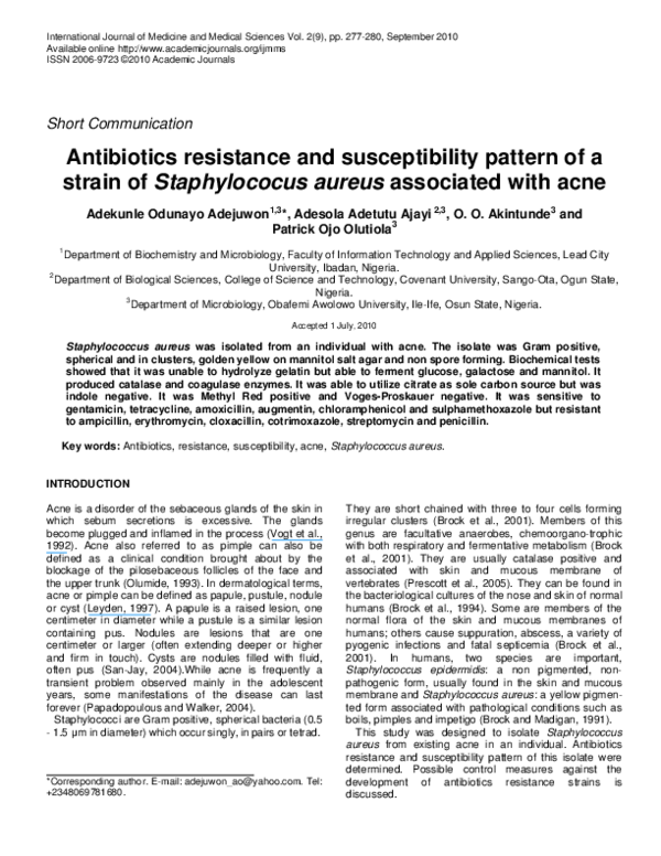 (PDF) Antibiotics resistance and susceptibility pattern of a strain of ...