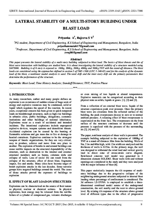 (PDF) LATERAL STABILITY OF A MULTI-STORY BUILDING UNDER BLAST LOAD