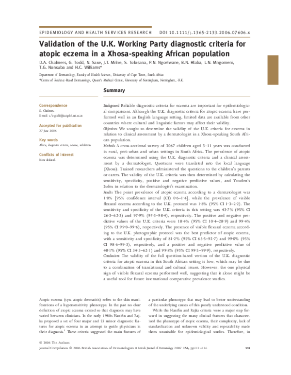 (PDF) Validation of the U.K. Working Party diagnostic criteria for ...