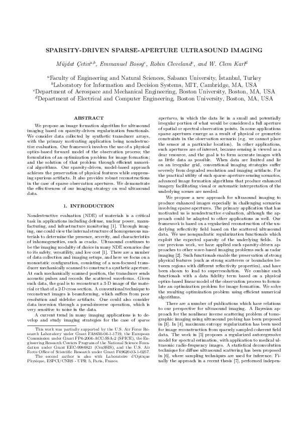 (PDF) Sparsity-driven sparse-aperture ultrasound imaging