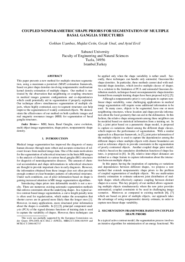 (PDF) Coupled nonparametric shape priors for segmentation of multiple basal ganglia structures