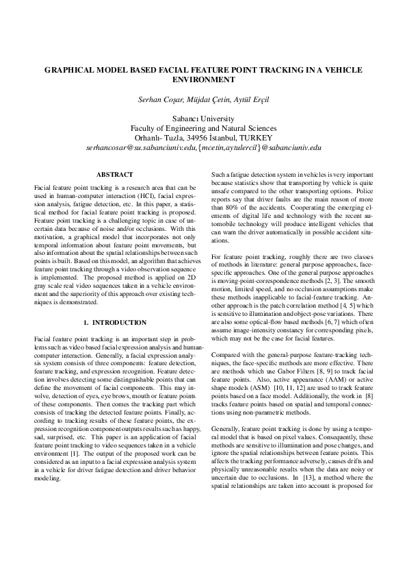 (PDF) Graphical model based facial feature point tracking in a vehicle environment